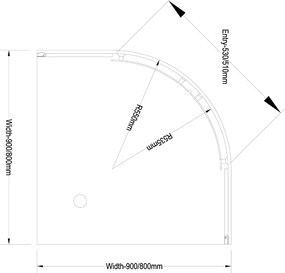 Aqualine Aqualine, ARLETA čtvrtkruhová sprchová zástěna 800x800mm, čiré sklo, HLS800Y