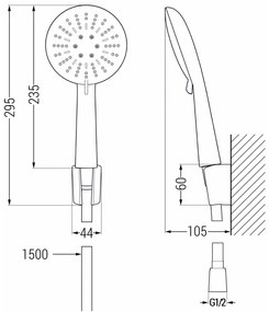 Mexen příslušenství - 1-bodový ruční sprchový set R-67, černý, 785675052-70