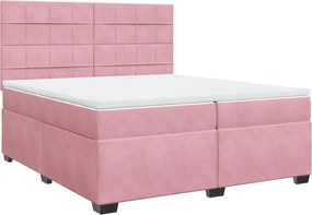 Box spring postel s matrací růžová 200x200 cm samet 3291007