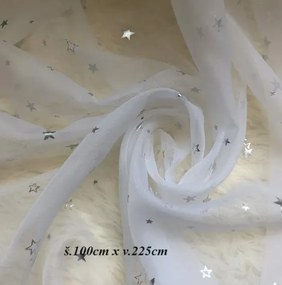 KIRA Hotová voálová vánoční záclona s hvězdičkami na kroužcích 100x225cm bílá