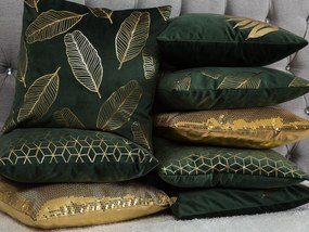 Sada 2 sametových polštářů s listovým vzorem 45 x 45 cm zelená FREESIA Beliani