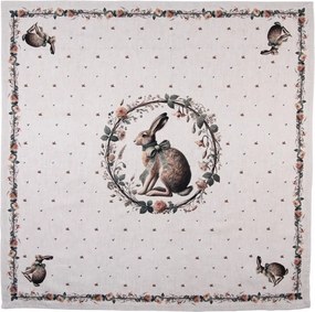 Bavlněný ubrus na stůl se zajícem Natural Linen Easter - 100*100 cm