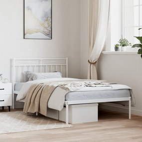 vidaXL Kovový rám postele s čelem 100 x 200 cm [373735] Barva: Bílá
