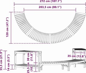 vidaXL Obložení vířivky půlkruhové Hnědá 272 x 120 x 55,5 cm [4108127]