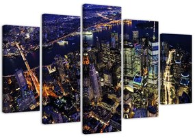 Obraz na plátně pětidílný Noční New York - 150x100 cm
