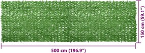 Balkónová zástěna se zelenými listy 500 x 150 cm 315505