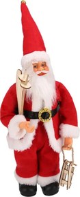 Vánoční dekorace Santa Claus se sáňkami a lyžemi červená 30 cm
