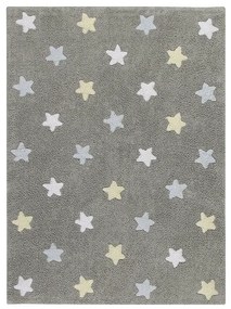 Lorena Canals, Přírodní koberec, ručně tkaný Tricolor Stars Grey-Blue, 120x160, šedá, dětský pokoj