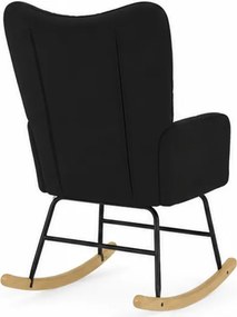 relaxační křeslo, houpací, dřevo/kov/textil, 96x62x79 cm, nohy světlé/černá, Dekorino KR20260134