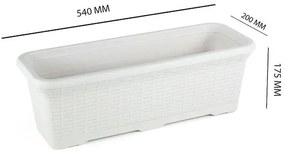 ALFIstyle Plastový truhlík ratan, samozavlažovací, 54cm bílý