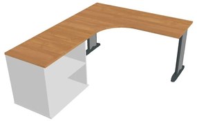 Sestava stolu a skříně pravá 160 cm - Hobis Flex FE 60 H P Dekor stolové desky: olše, Barva nohou: černá