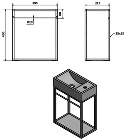 Sapho, CREST Konstrukce pod umyvadlo 39,5x45x21,7cm, bílá matná, AR502