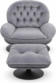 LuxuryForm DESIGN Otočné křeslo LUNA s podnožkou - šedé