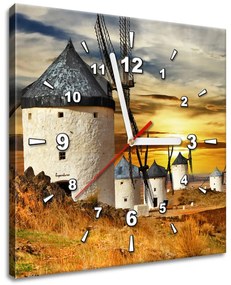 Gario Obraz s hodinami Větrné mlýny ve Španělsku Rozměry: 30 x 30 cm