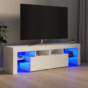 TV skříňka s LED osvětlením bílá vysoký lesk 140x36,5x40 cm