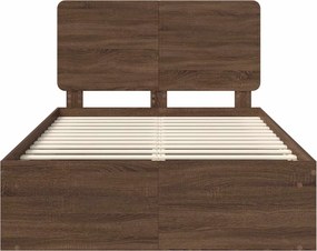 Rám postele s čelo Hnědý dub 120 x 200 cm Masivní borové dřevo 3412512