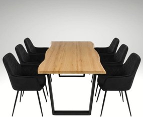Vikio Jídelní set pro 6 osob 180x90 cm dub noha U černá židle s područkami VJS168-6C