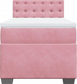 Box spring postel s matrací růžová 100x200 cm samet 3286251