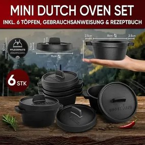GUSSKÖNIG Sada mini litinových pánviček 6× 300 ml / Sada litinových pá