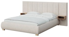 Krémová čalouněná dvoulůžková postel s roštem 180x200 cm Fioro – MESONICA
