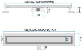 Odtokový žlab REA NEOX 100 cm, zlatý