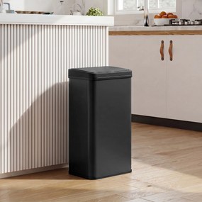 HOMCOM bezdotykový odpadkový koš 50 l, nerez, černý