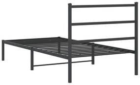 Kovový rám postele s čelem černý 100 x 200 cm - Default Title