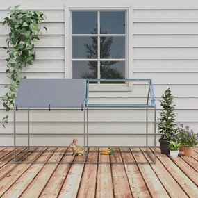 PawHut Malá Kotec pro Hlodavce s Ocelovou Konstrukcí, 1 Vrchními Dveřmi a 1 Fólií proti UV, pro Venkovní Zahradu 198x100x120 cm Stříbrná