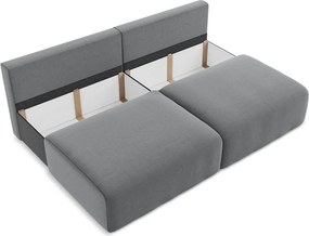 Šedá sametová rozkládací/s úložným prostorem pohovka 216 cm Kalena – Makamii