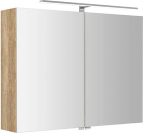 Sapho Riwa - Zrcadlová skříňka s LED osvětlením 70x81x17 cm, 2 dvířka, dub Alabama RIW080-0022