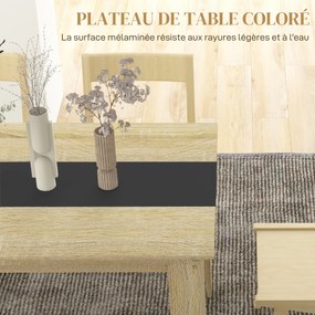 Jídelní stůl HOMCOM pro 6 osob, severský styl v přírodním dřevě a černé barvě, 140D x 90Š x 75V cm