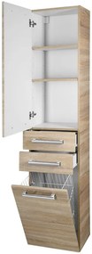 Aqualine, VEGA Skříňka vysoká s košem 40x184x31cm, dub platin, VG980