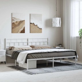 Kovový rám postele bez matrace s čelem bílý 75 x 190 cm