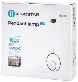 Aigostar - LED Lustr na lanku LED/15W/230V 6500K černá/zlatá