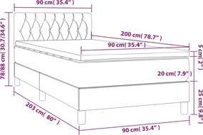 vidaXL Box spring postel s matrací 90x200 cm textil [3140829] Barva: Černá