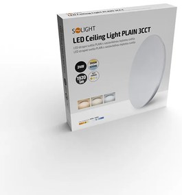 Solight LED stropní světlo Plain, 3CCT, 24W, 1920lm, 3000K, 4000K, 6000K, kulaté, 38cm