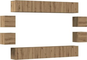 Sada 8 kusů nástěnné TV skříňka dub artisan kompozitní dřevo 3328952