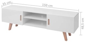 vidaXL TV stolek MDF 150 x 35 x 48,5 cm bílý s vysokým leskem