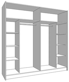 Šatní skříň s posuvnými dveřmi a zrcadlem Catalina 240 - šedá