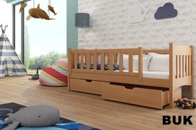 Dřevěná postel GUCIO 90x190  cm s úložným prostorem masiv DUB