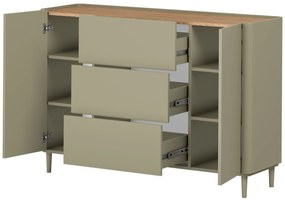 Komoda Elivo 150 cm na nožkách - eukalyptus / dub baltic dune