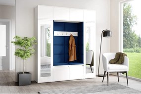 Eka Předsíňová stěna s čalouněnými panely Trinity 32 - Bílá / Tmavá modrá 2331