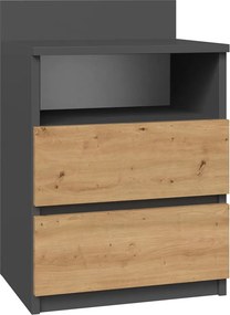 TPS Noční stolek MALVA M1 - Antracit / Dub artisan
