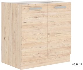 Kuchyňská skříňka dřezová BORDEAUX 80 ZL 2F BB + kuchyňský dřez, 80x82x52, dub Bordeaux