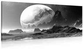 Obraz fantasy krajina v černobílém provedení - 120x60 cm