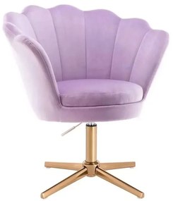 LuxuryForm DESIGN Křeslo FREY VELUR na zlatém kříži - levandule