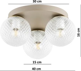Brilagi - Stropní svítidlo STELLA 3xE27/60W/230V pr. 35 cm béžová/zlatá