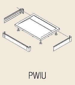 RONAL ILA - Hliníkový přední panel pro obdélníkovou vaničku, U-panel, 3 strany, 900 x 1500 mm - barva černá matná PWIU901509006