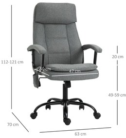 Vinsetto Masážní kancelářská výškově nastavitelná otočná židle, ergonomická, šedá 63 x 70 x 112-121 cm 921-308