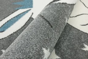 Dětský koberec Lima 9377C Zajíček s brýlemi šedý / krémový